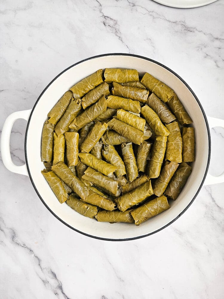 Dolmades (Greek Stuffed Vine Leaves with Meat) - mum's Greek recipes