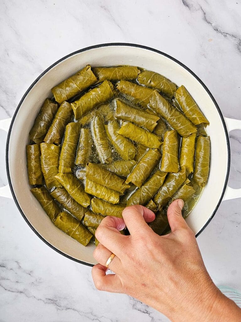 Dolmades (Greek Stuffed Vine Leaves with Meat) - mum's Greek recipes