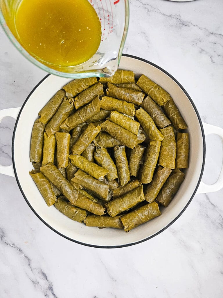 Dolmades (Greek Stuffed Vine Leaves with Meat) - mum's Greek recipes