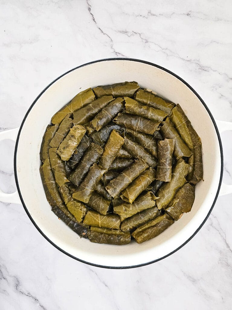 Dolmades (Greek Stuffed Vine Leaves with Meat) - mum's Greek recipes